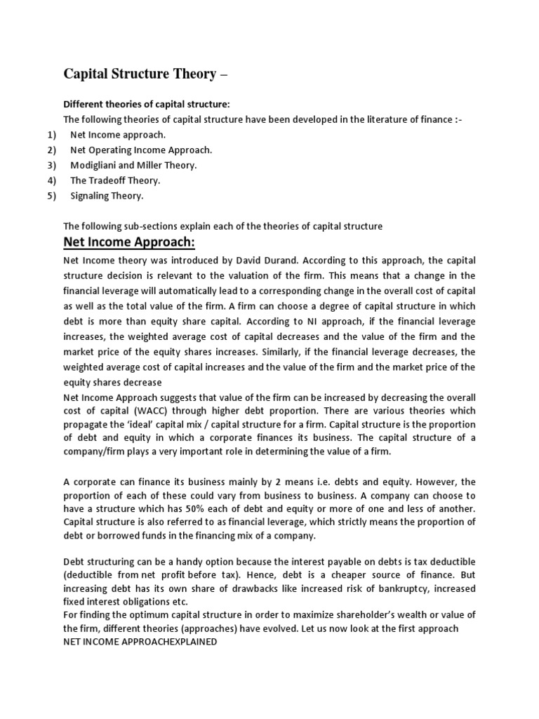Capital Structure Theory | PDF | Capital Structure | Cost Of Capital