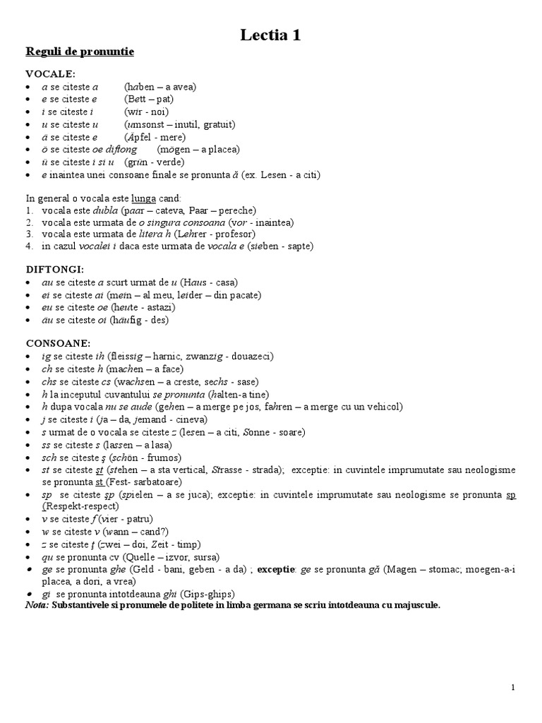 Lectia 1: Reguli de Pronuntie | PDF