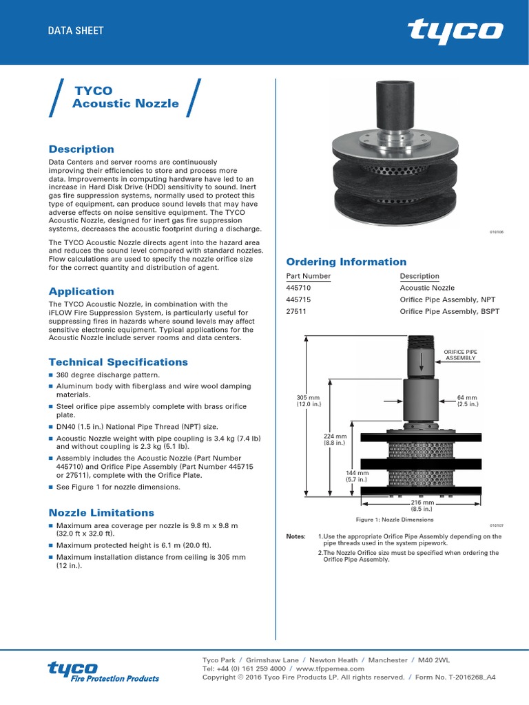 Tyco Acoustic Nozzle | PDF | Decibel | Flow Measurement