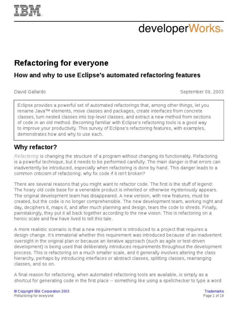 Ibm Refactoring Pdf Class Computer Programming Method Computer Programming