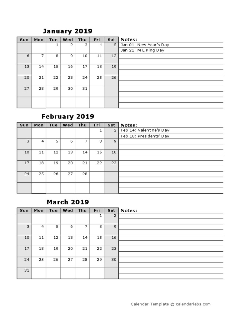 2019 Quarterly Calendar 12p | PDF | Public Holiday | Holidays
