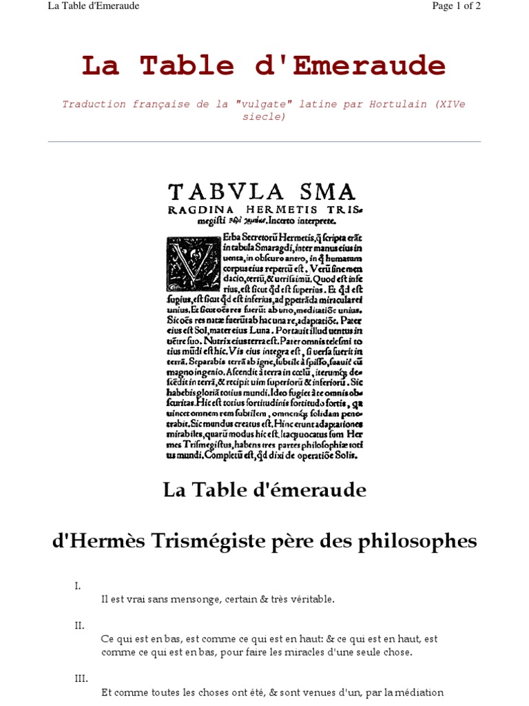 Table D'emeraude | PDF