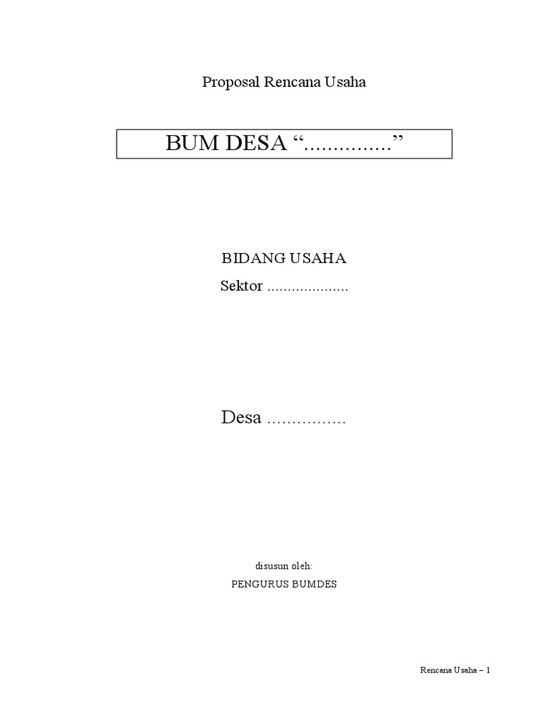 Proposal BUMDes Rencana Usaha | PDF