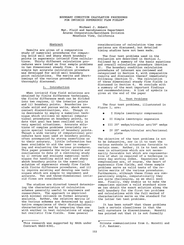 Boundary Condition Calculation Procedures For Inviscid Supersonic Flow Fields (1973) PDF | PDF ...