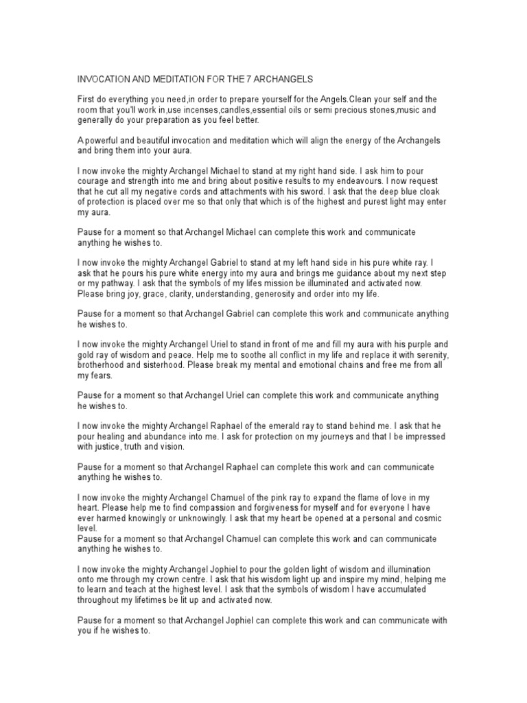 Invocation and Meditation for 7 Archangels | PDF | Archangel | Angel