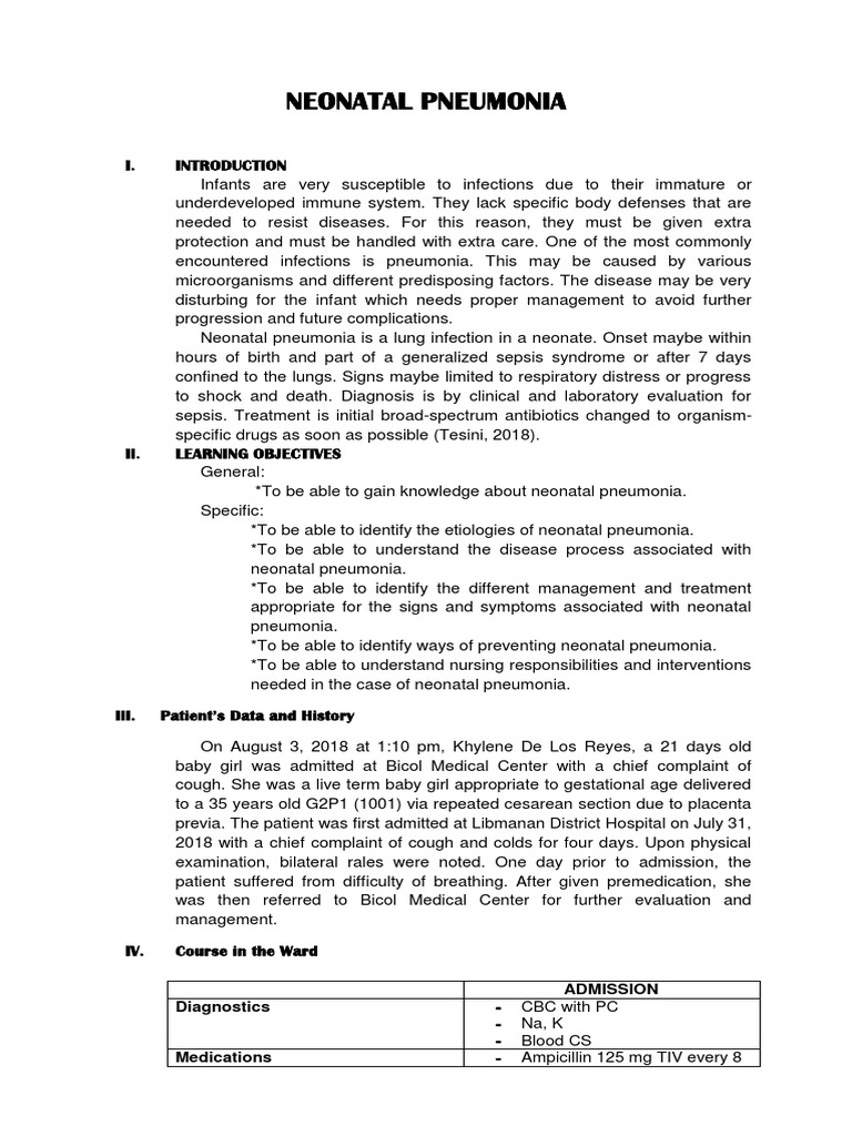 Neonatal Pneumonia Case Study | PDF | Pneumonia | Sepsis