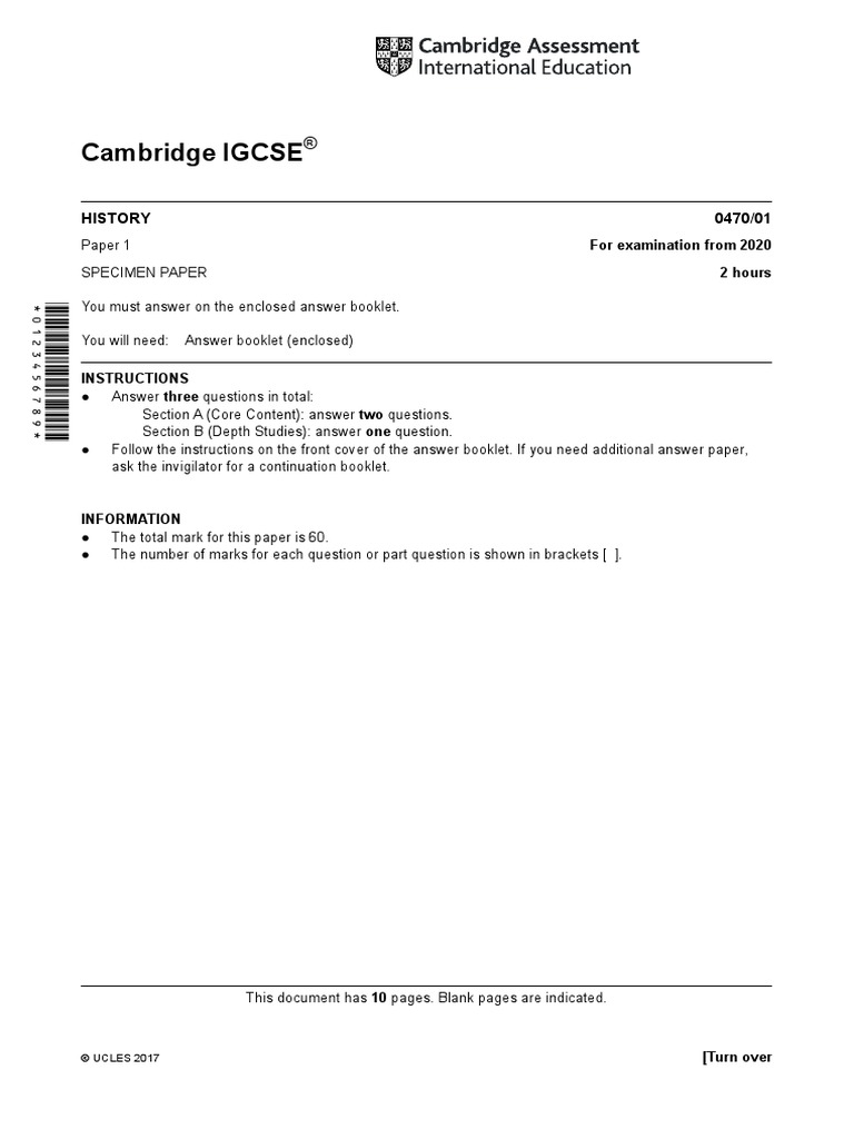 2020 Specimen Paper 1 PDF | PDF | Treaty Of Versailles | Communist ...