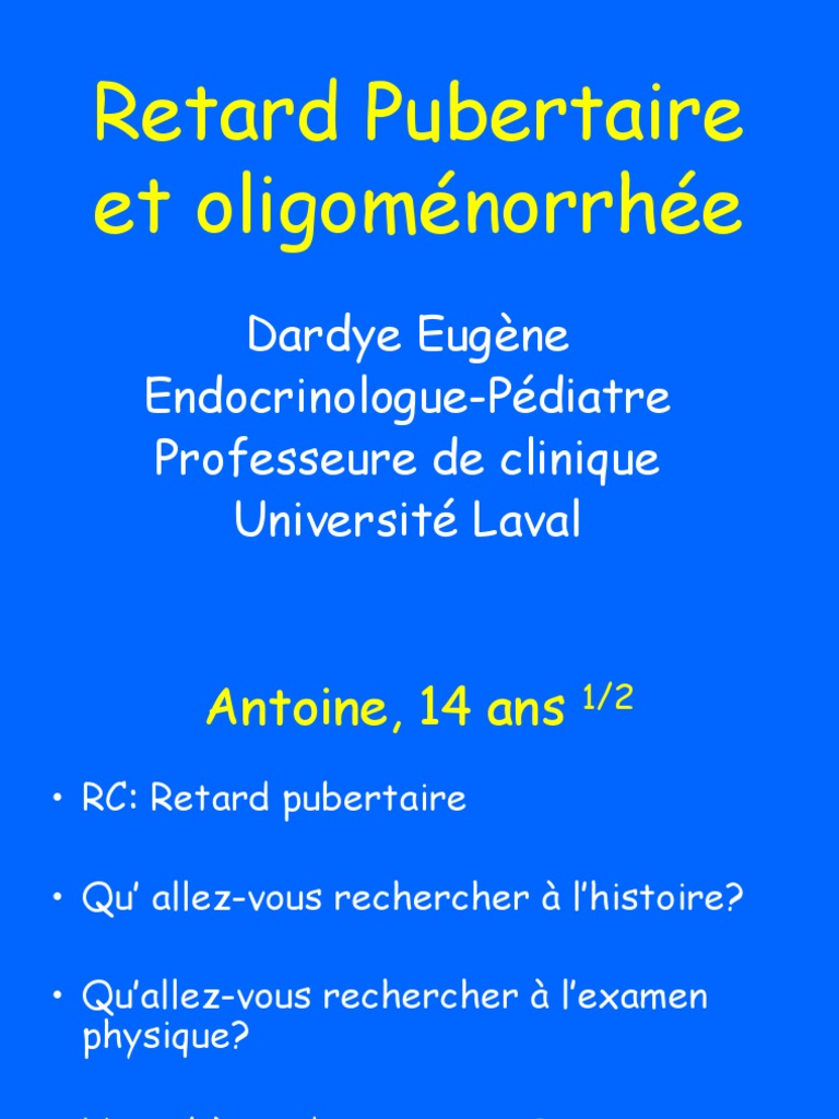 Retard Pubertaire et Oligoménorrhée | PDF | Hypothalamus | Puberté