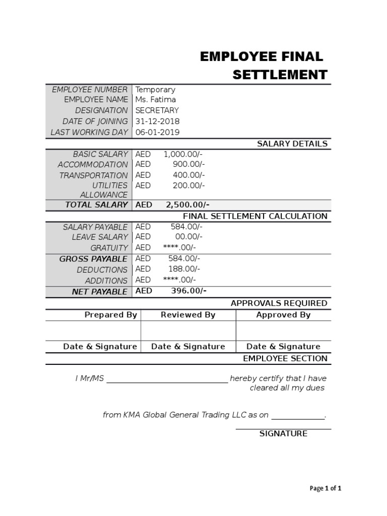 Employee Final Settlement | PDF | Government Finances | Taxes