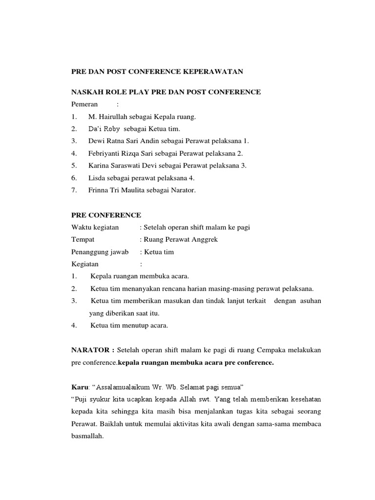 Pre Dan Post Conference Keperawatan | PDF