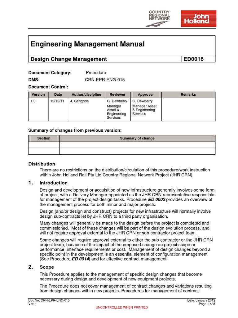 Ed0016 Design Change Management DCN and Veriance | PDF | Specification (Technical Standard ...