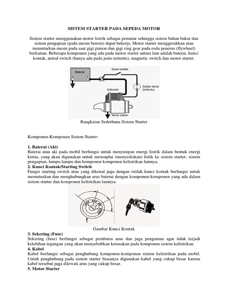 Sistem Starter Pada Sepeda Motor | PDF | Teknologi & Rekayasa