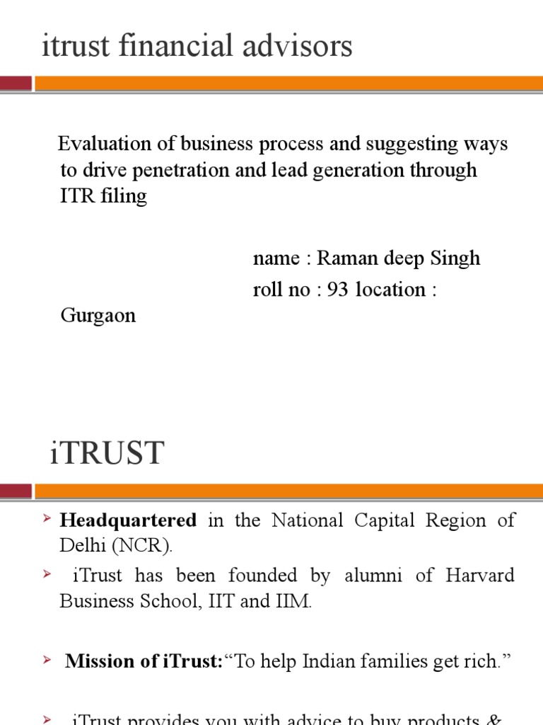 ITR Filing Strategies for iTrust Advisors | PDF | Business Economics | Business Process