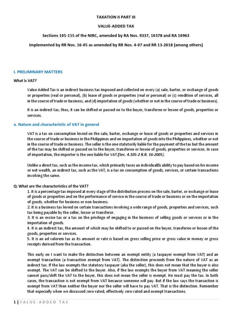 Vat Part I | PDF | Value Added Tax | Indirect Tax
