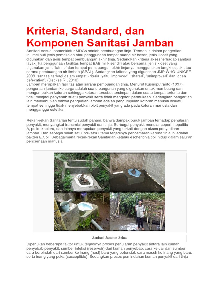 Kriteria Jamban Sehat dan Sanitasi | PDF | Griya & Taman | Kesehatan ...
