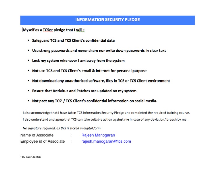 Information Security Pledge | PDF