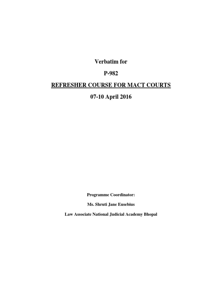 P-982 Verbatim Report | PDF | Tort | Damages