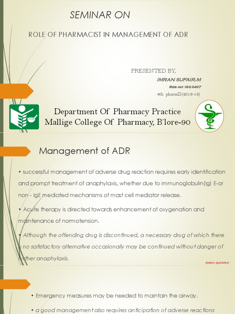Pharmacist Role in ADR M | PDF | Pharmacy | Prescription Drugs