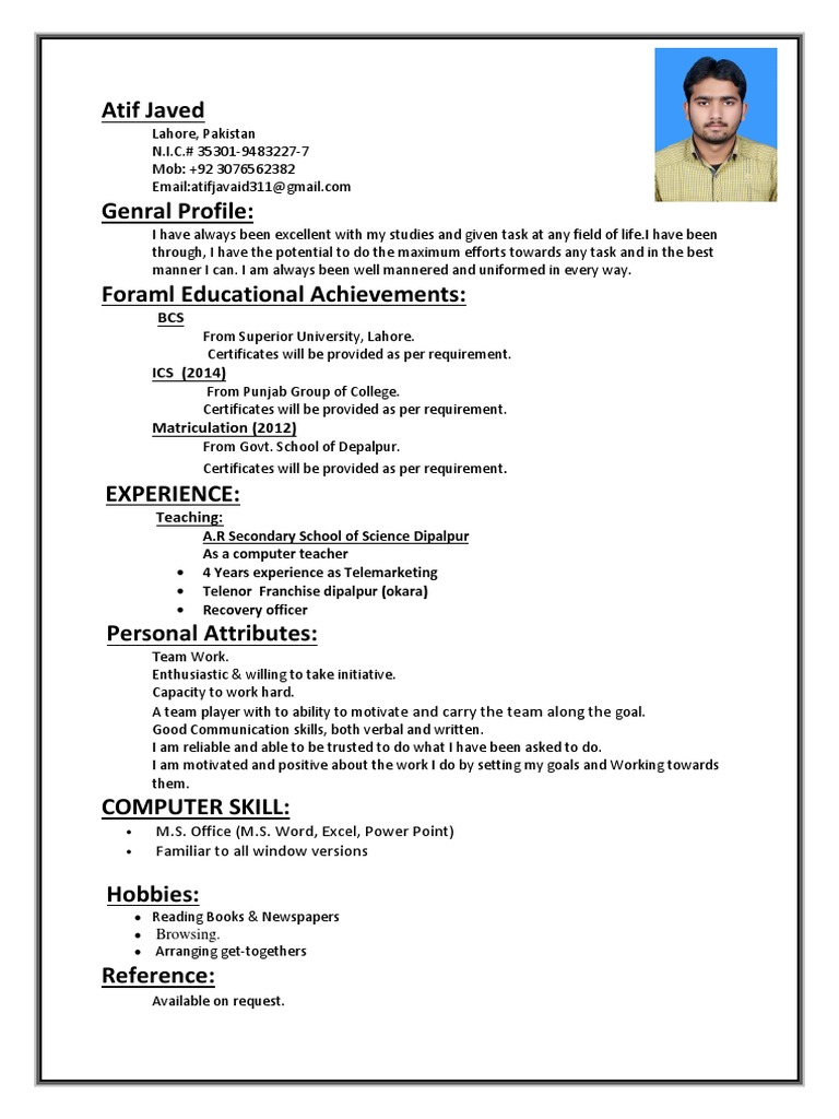 Atif Javed: Profile & Experience Summary | PDF