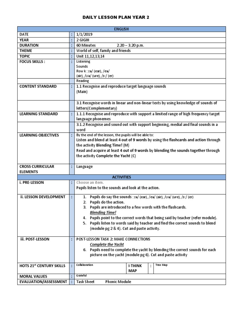 Year 2 English Daily Lesson Plan | PDF | Lesson Plan | English Language