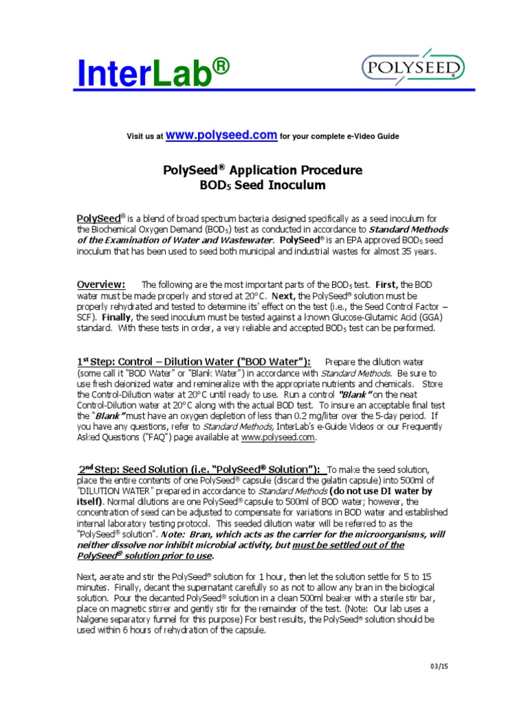 POLYSEED Application Procedure 3.15 | PDF | Chemistry | Water Pollution