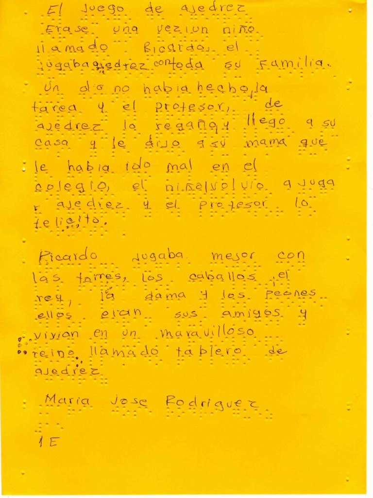 El Juego De Ajedrez Cuento Braille Pdf Ajedrez Ocio