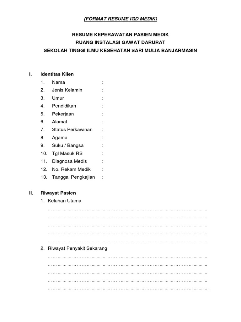 Format Resume & Askep | PDF | Wellness