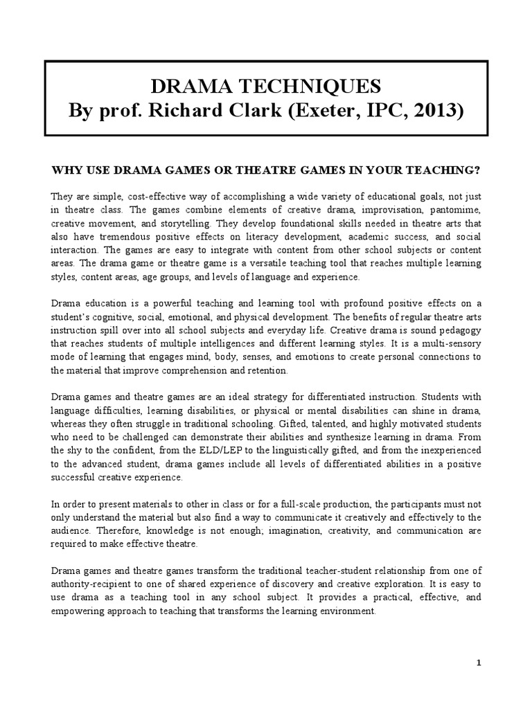 Drama Techniques PDF | PDF | Little Red Riding Hood | Creativity