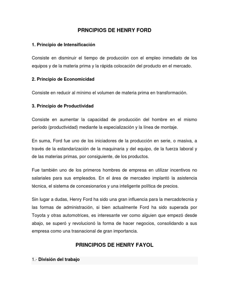 Prncipios de Henry Ford | PDF | Disciplinas | Marketing