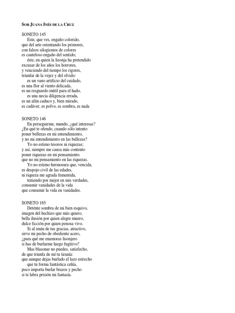 Sor Juana Inés de La Cruz. Poesía | PDF