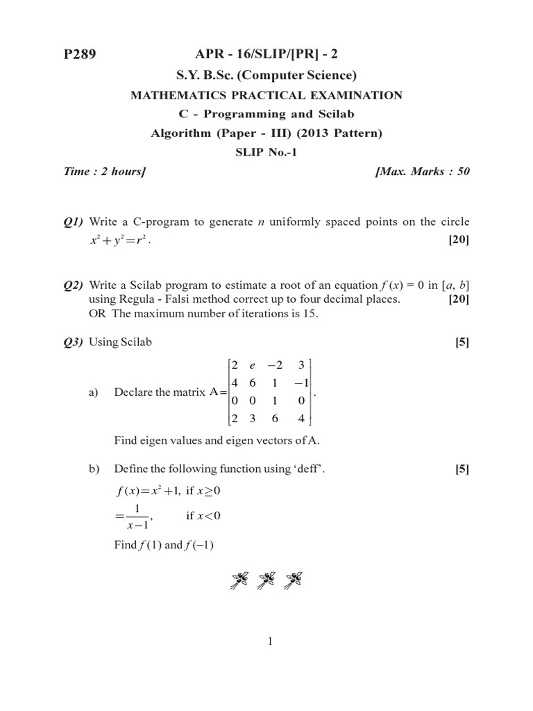 APR - 16/SLIP/ (PR) - 2 S.Y. B.Sc. (Computer Science) | PDF ...