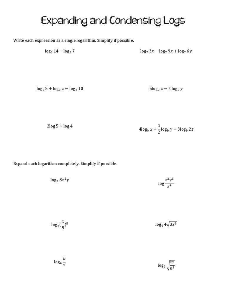 Expanding and Condensing Logs | PDF | Logarithm | Differential Geometry
