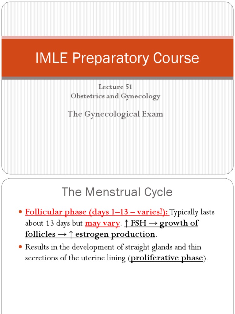 51 Lecture The Gynecological Exam | PDF | Menstrual Cycle | Luteinizing ...