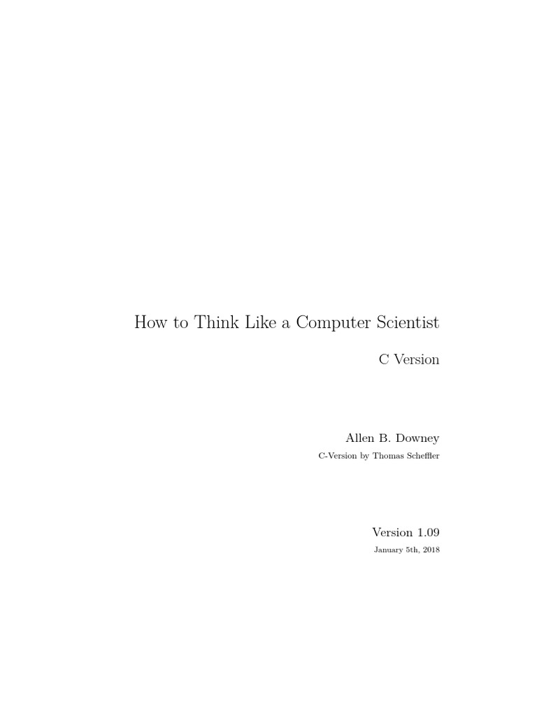 How To Think Like A Computer Scientist C Version Pdf Programming Language Source Code