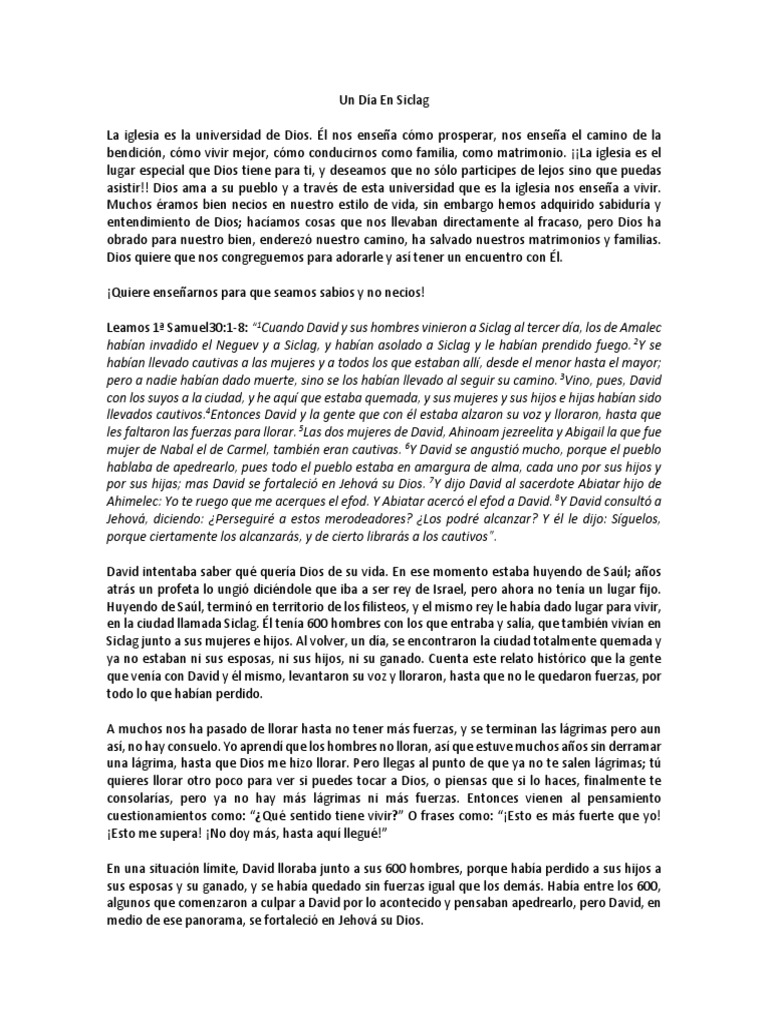Un Día en Siclag | PDF | David | Dios
