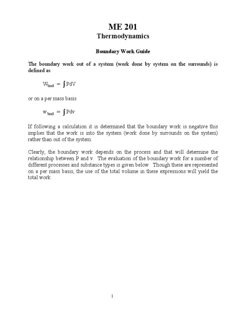 Thermodynamics: The Boundary Work Out of A System (Work Done by System ...