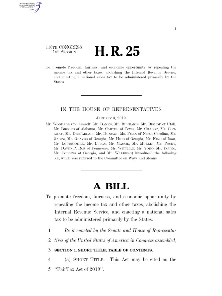 HR-25 A Bill To End The IRS Aka INTERNAL REVENUE SERVICE | PDF ...