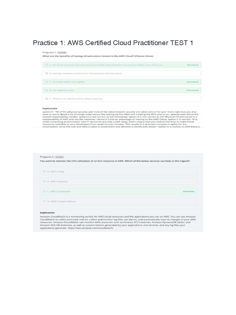 AWS Certified Cloud Practitioner Practice Test 1 | PDF