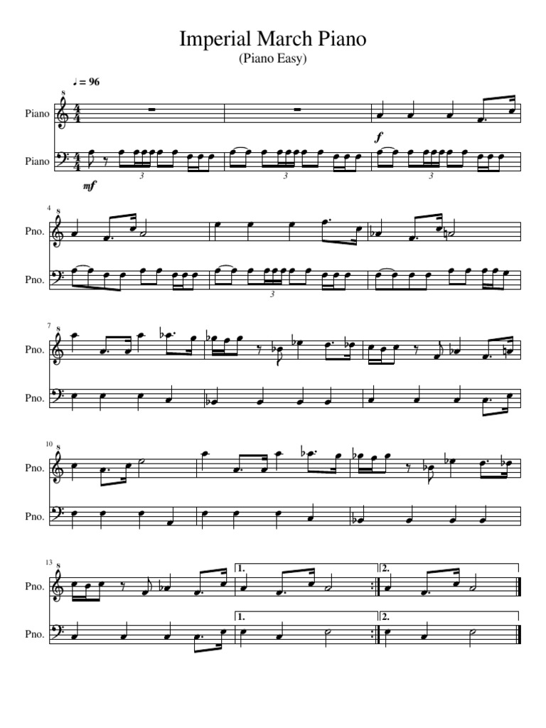 Imperial - March - Piano Easy Transposed To C Major