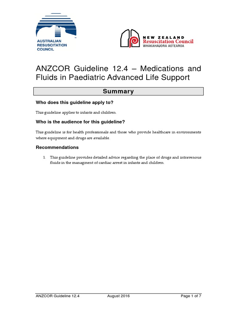 Anzcor Guideline 12 4 Medications and Fluids Aug16 | PDF | Intravenous ...
