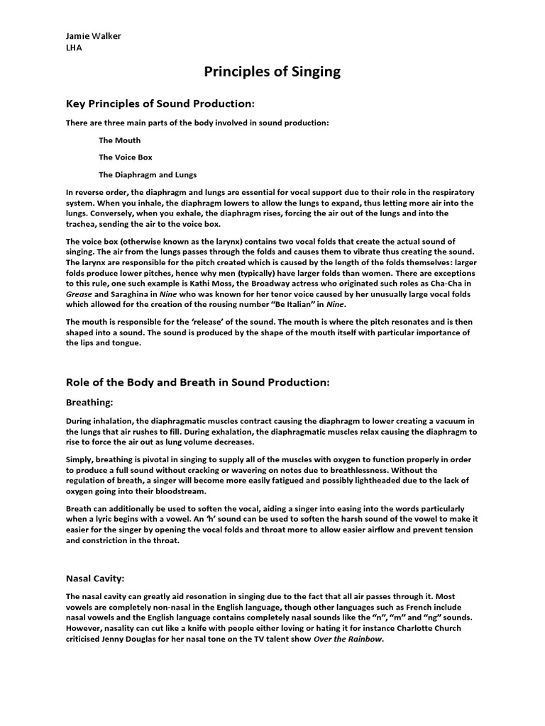 Singing Presentation Notes | PDF | Singing | Larynx