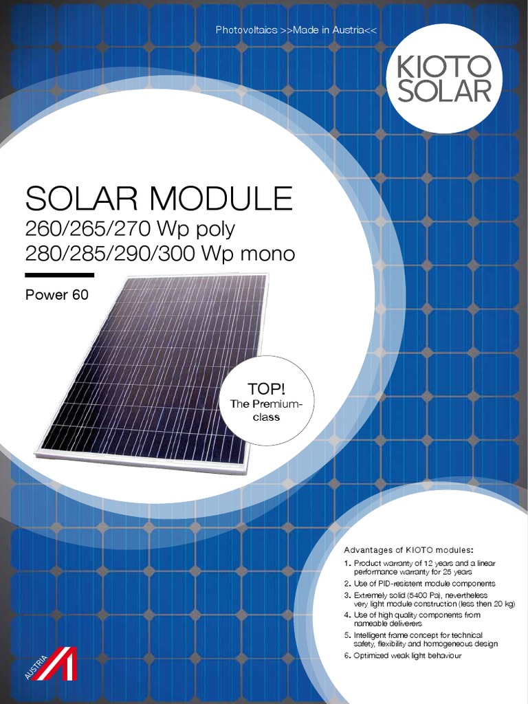 KIOTO Photovoltaic Module Overview | PDF | Solar Panel | Photovoltaics