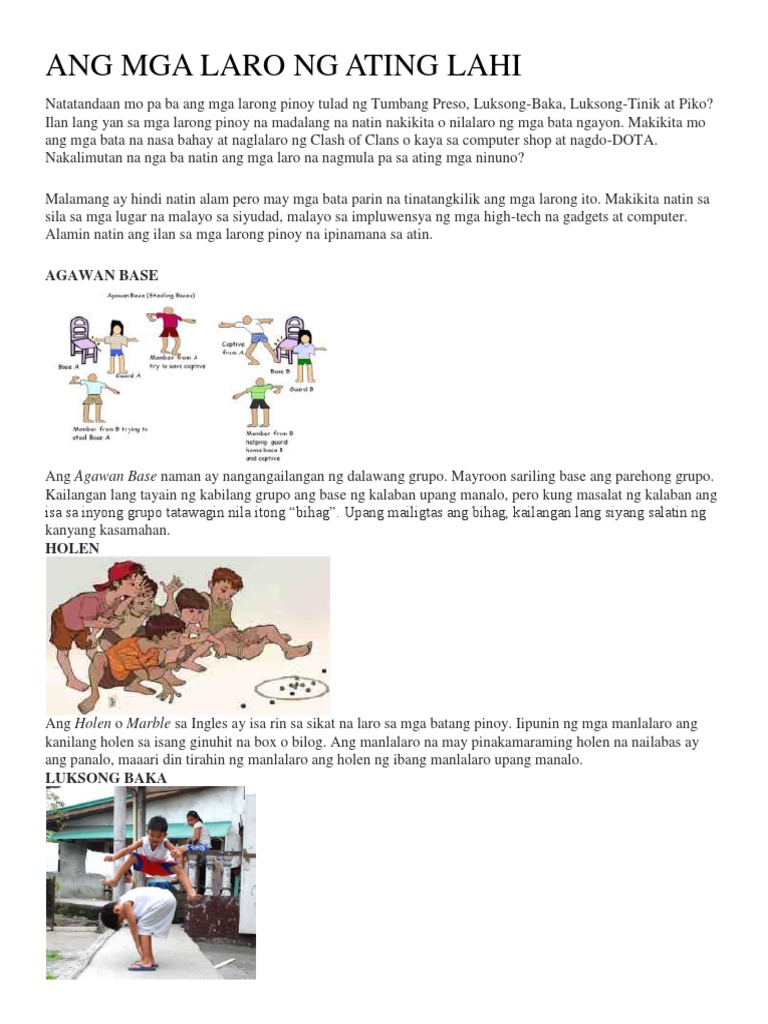 Ang Mga Laro NG Ating Lahi | PDF