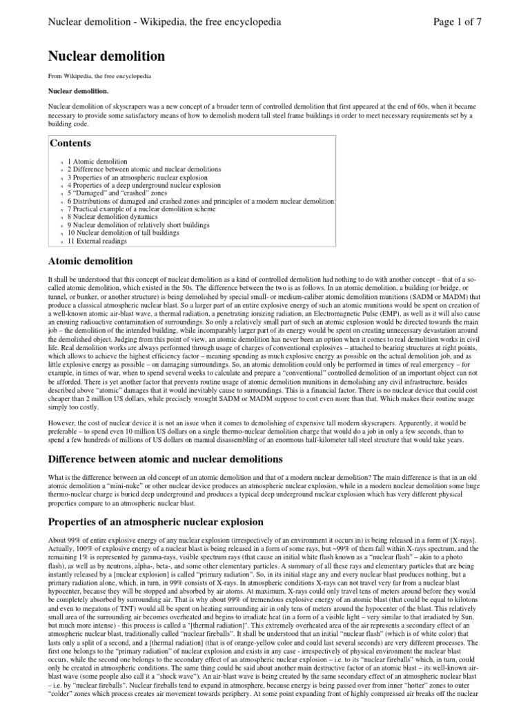 En Wikipedia Org Wiki Nuclear Demolition | PDF | Explosion | Radiation