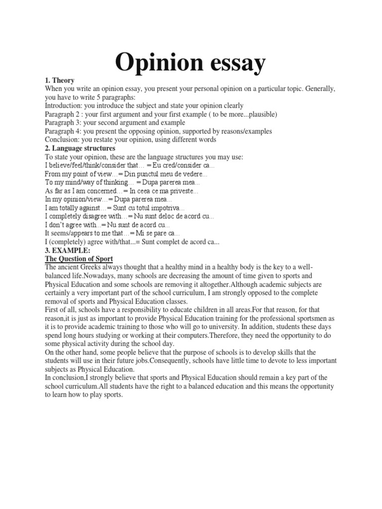 An Opinion Essay 1 | PDF | Essays | Physical Education