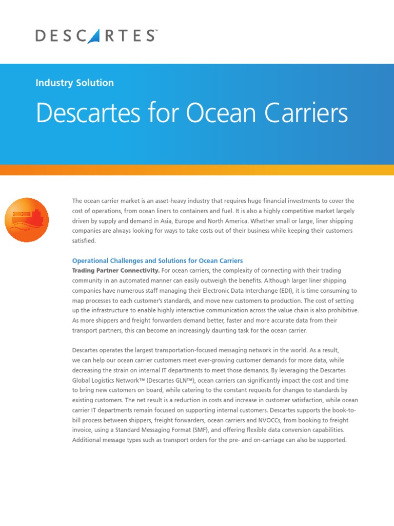Descartes For Ocean Carriers: Industry Solution | PDF | Cargo | Bill Of ...