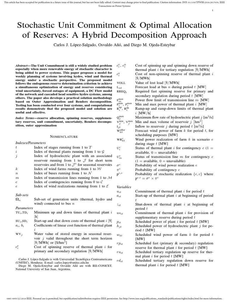 Stochastic Unit Commitment & Optimal Allocation of Reserves: A Hybrid ...