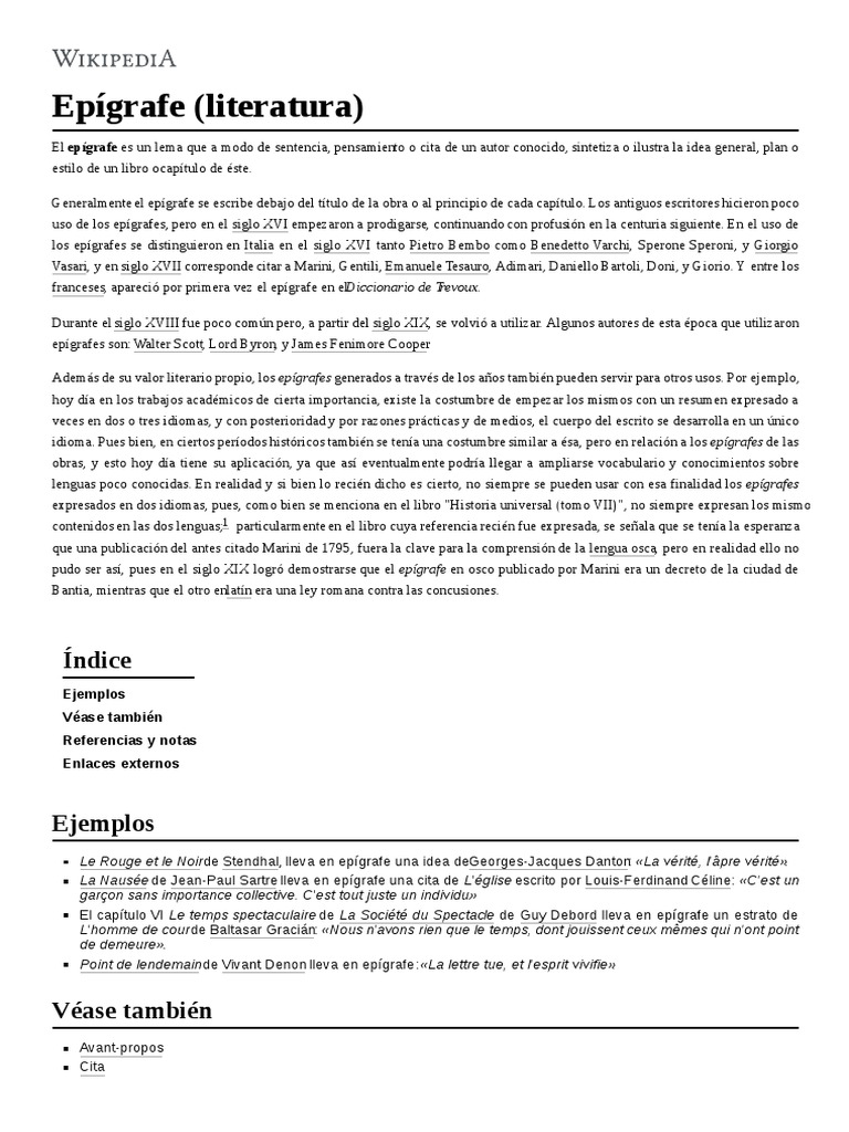 Epígrafe (literatura): Índice | Citas | Teoría literaria
