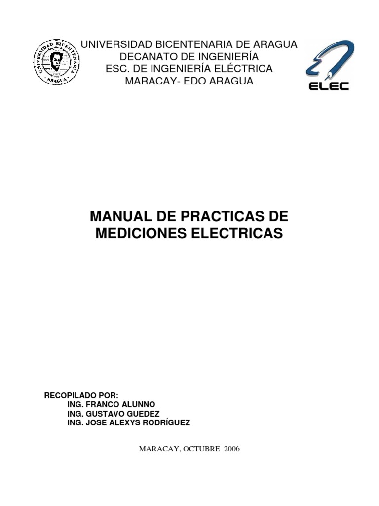 Manual de Practicas de Mediciones Electricas | PDF | Resistencia Eléctrica y Conductancia ...