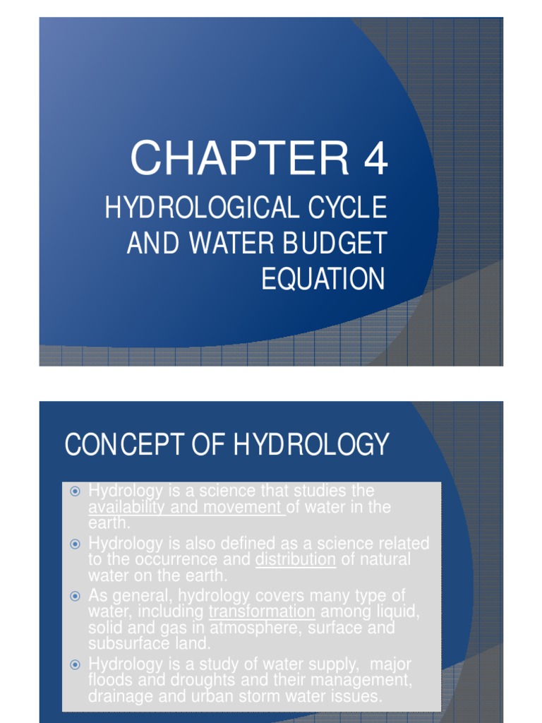 Hydrological Cycle and Water Budget Equation | PDF | Drainage Basin ...
